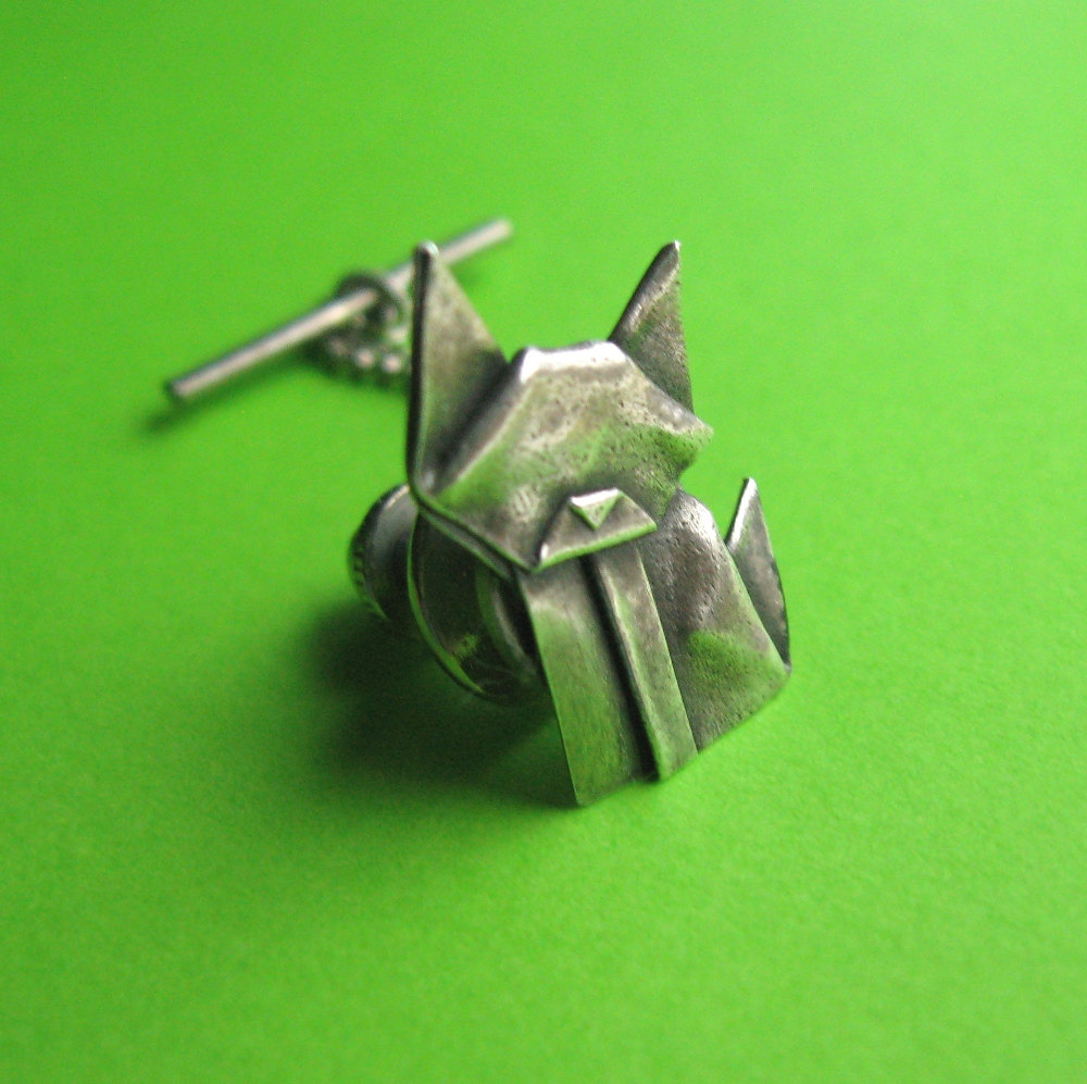 Silver Origami Cat Tie Tack by Allegro Arts | Allegro Arts